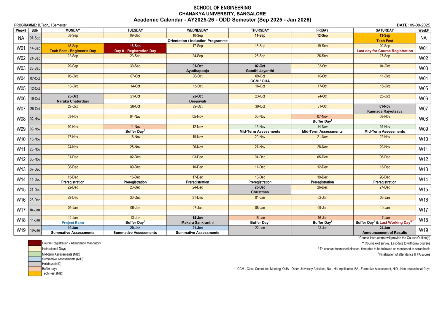 School - School of Engineering - Academics - Academic Timetable | Chanakya University