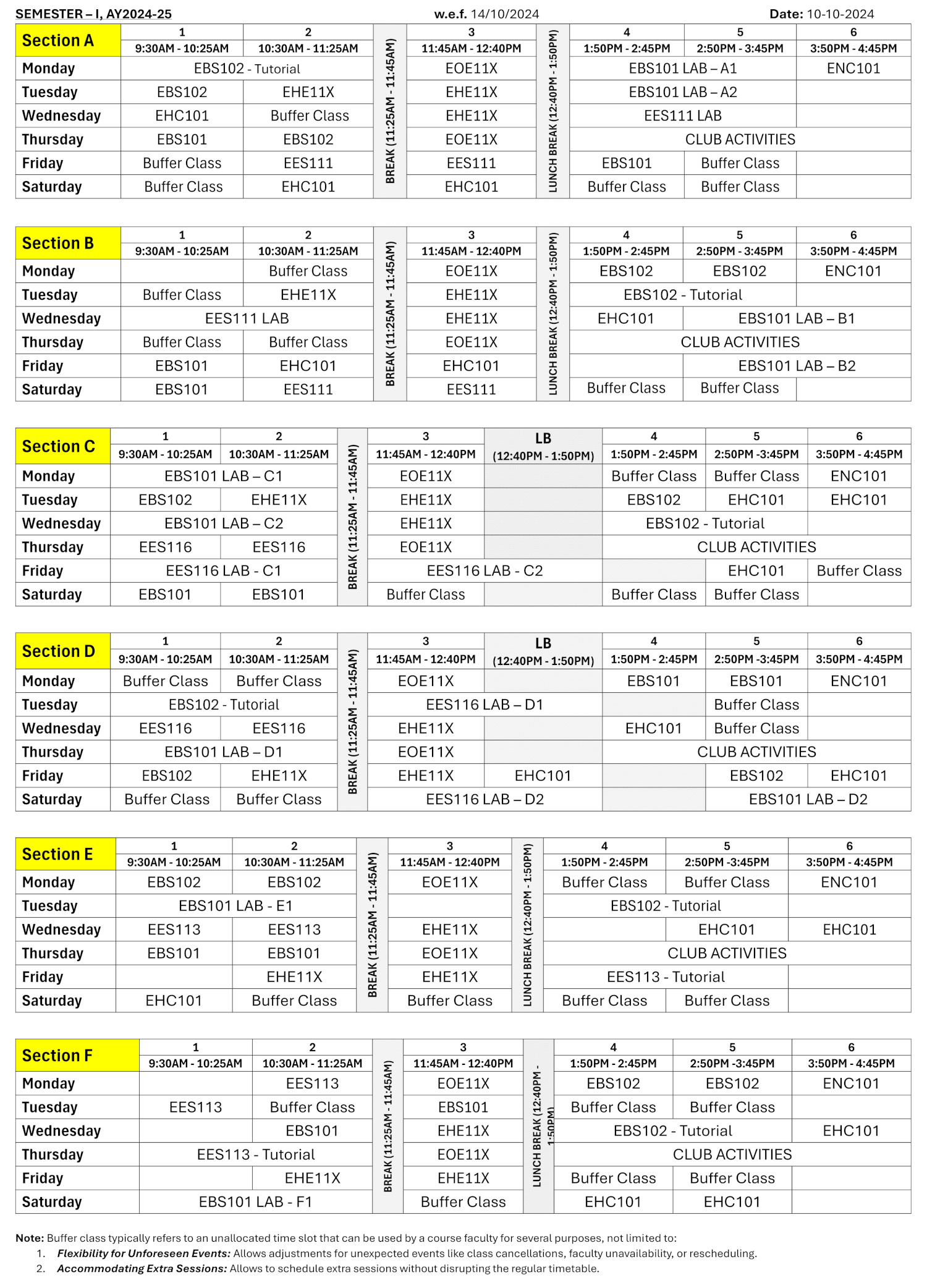 Academic Timetable - Chanakya University